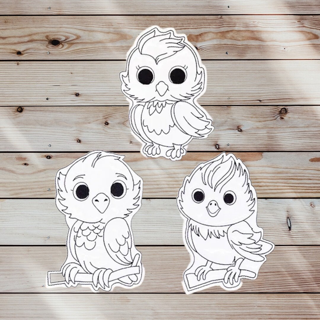 Baby Birds Reusable Flat Coloring Dolls, Party Favor, Vinyl Doll ...