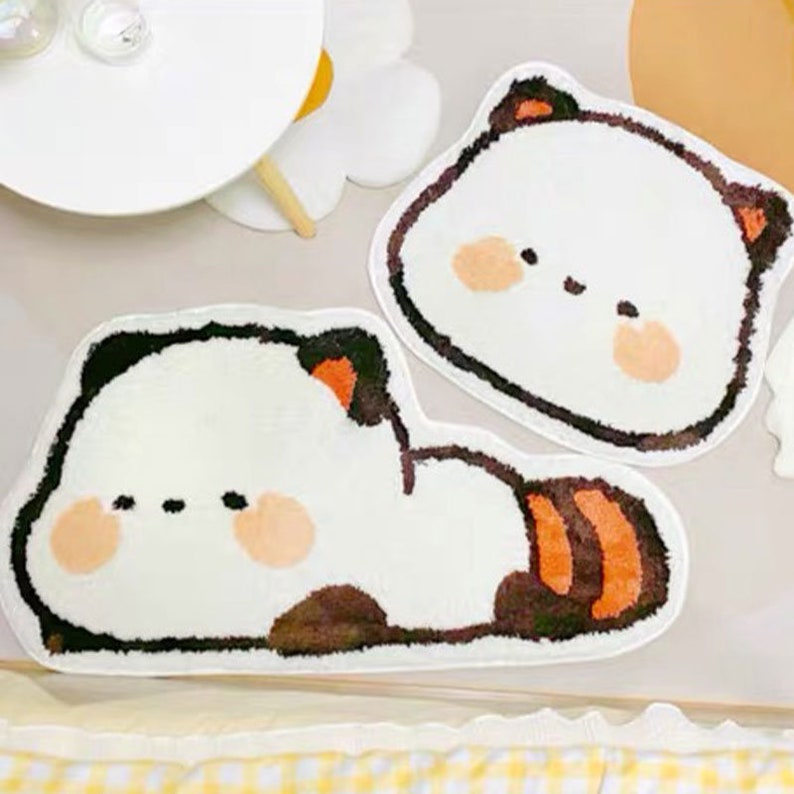 Funny Red Panda Bedroom Rug, Kawaii Kids Room Rug, Fluffy Bath Rug ...