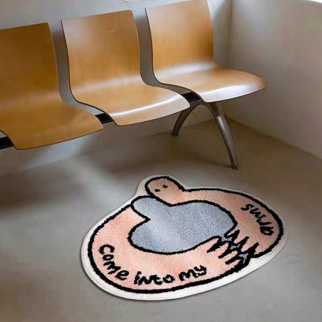 Funny Human Hug Tufted Rug Cute Embrace Fluffy Bedroom Rug - Etsy