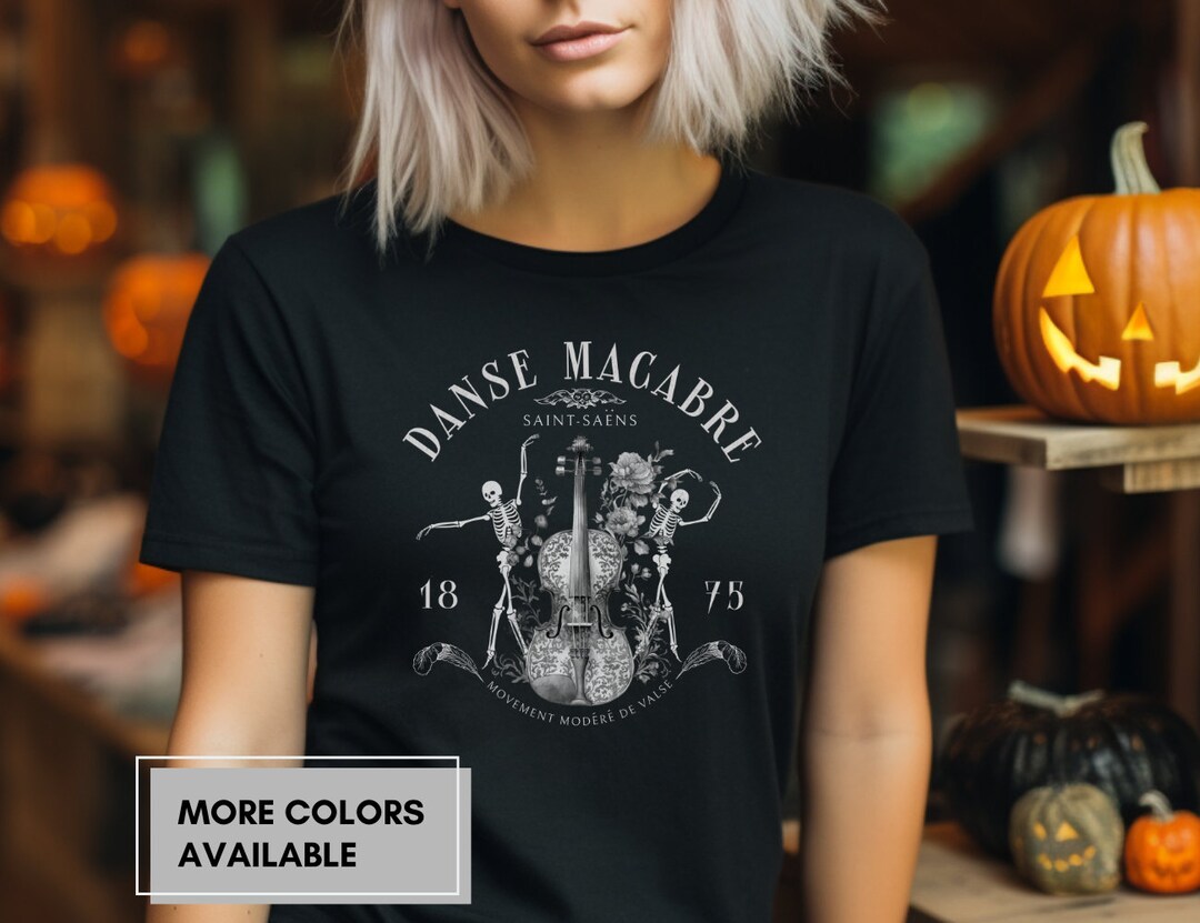 Danse Macabre Orchestra Skeleton Violin Unisex T-shirt Halloween Spooky ...