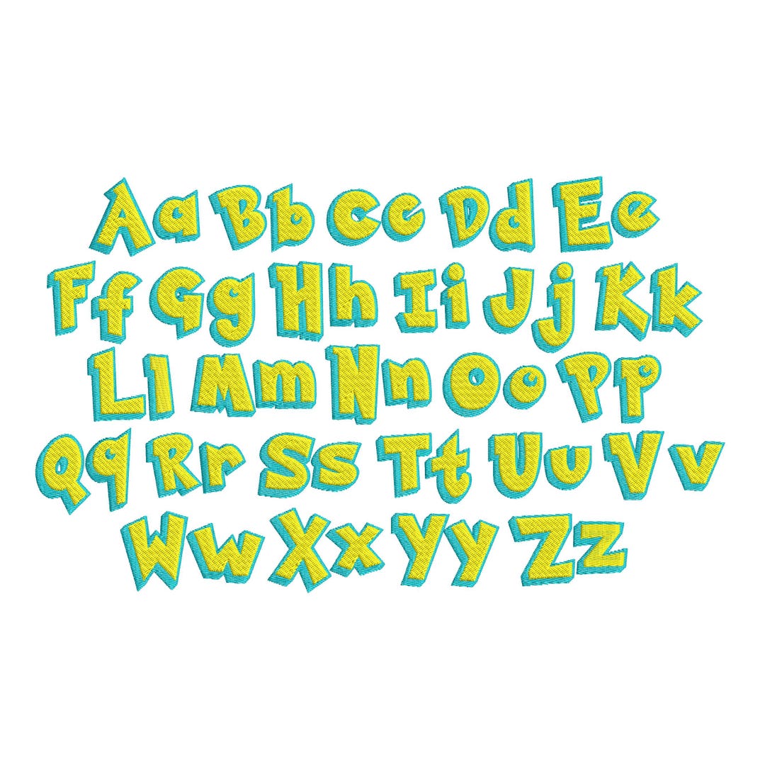 Pokemon Font EMBROIDERY DESIGN Pokemon, Pokemon Letters Embroidery ...