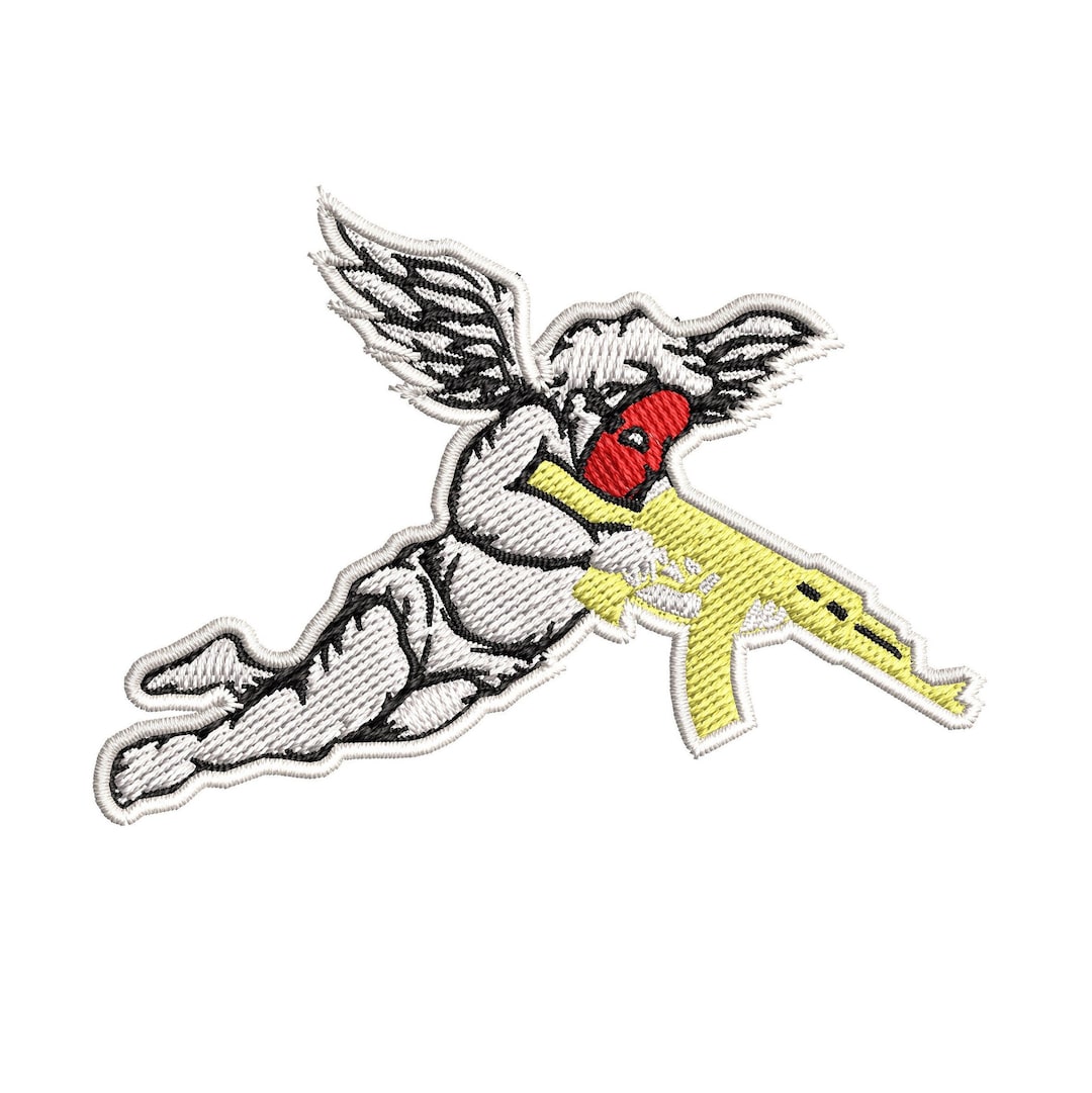 Angel With Gun Embroidery Design, Baby Angel, Angel With Ak Embroidery ...