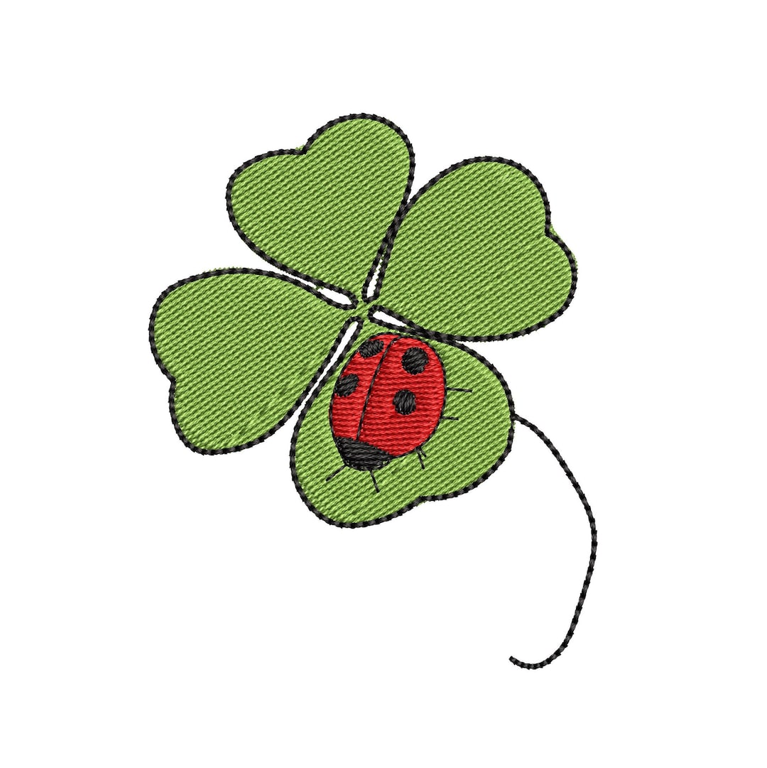 Four-leaf Clover Ladybug Embroidery Design, Clover Leaf, Flowers ...