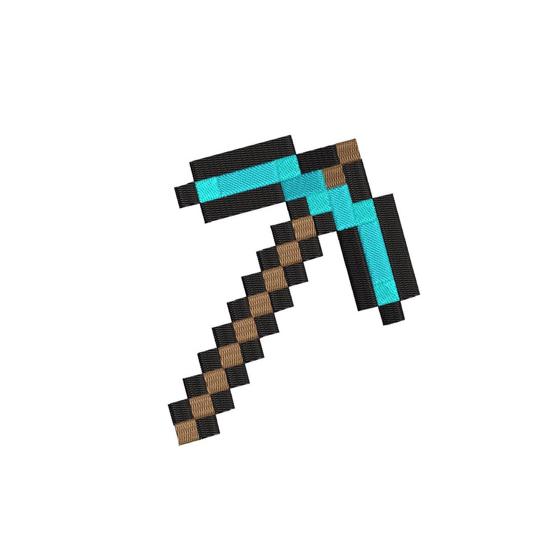 Minecraft Pickaxe Embroidery Design, Diamond Pickaxe, Patch File ...