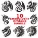 Dragon Embroidery Designs Bundle | Set of 10 Dragons Applique Patterns ...
