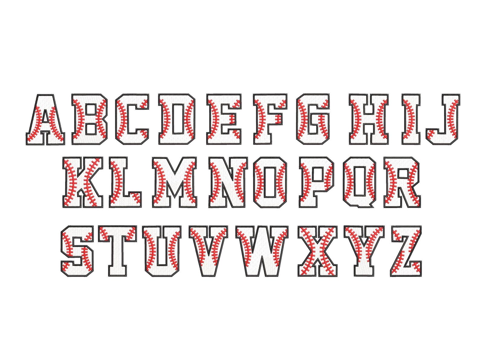 Baseball Font Embroidery Design, 7 Sizes, Embroidery Baseball ...
