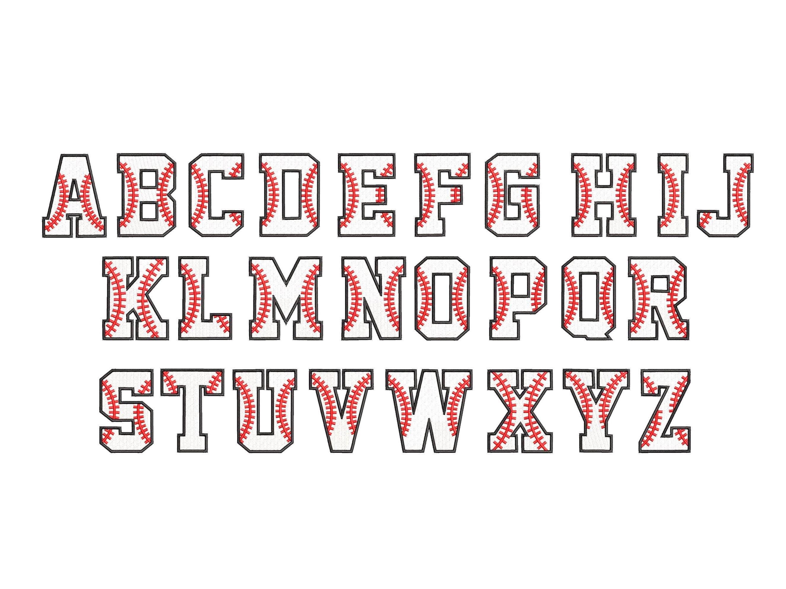 Baseball Font Embroidery Design, 7 Sizes, Embroidery Baseball ...