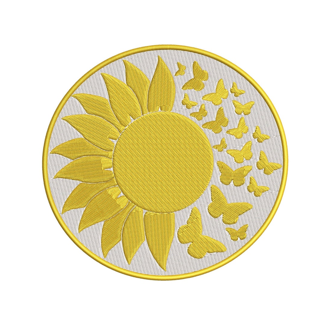 Sunflower Embroidery Design, Sunflower, Butterflies Embroidery Design ...