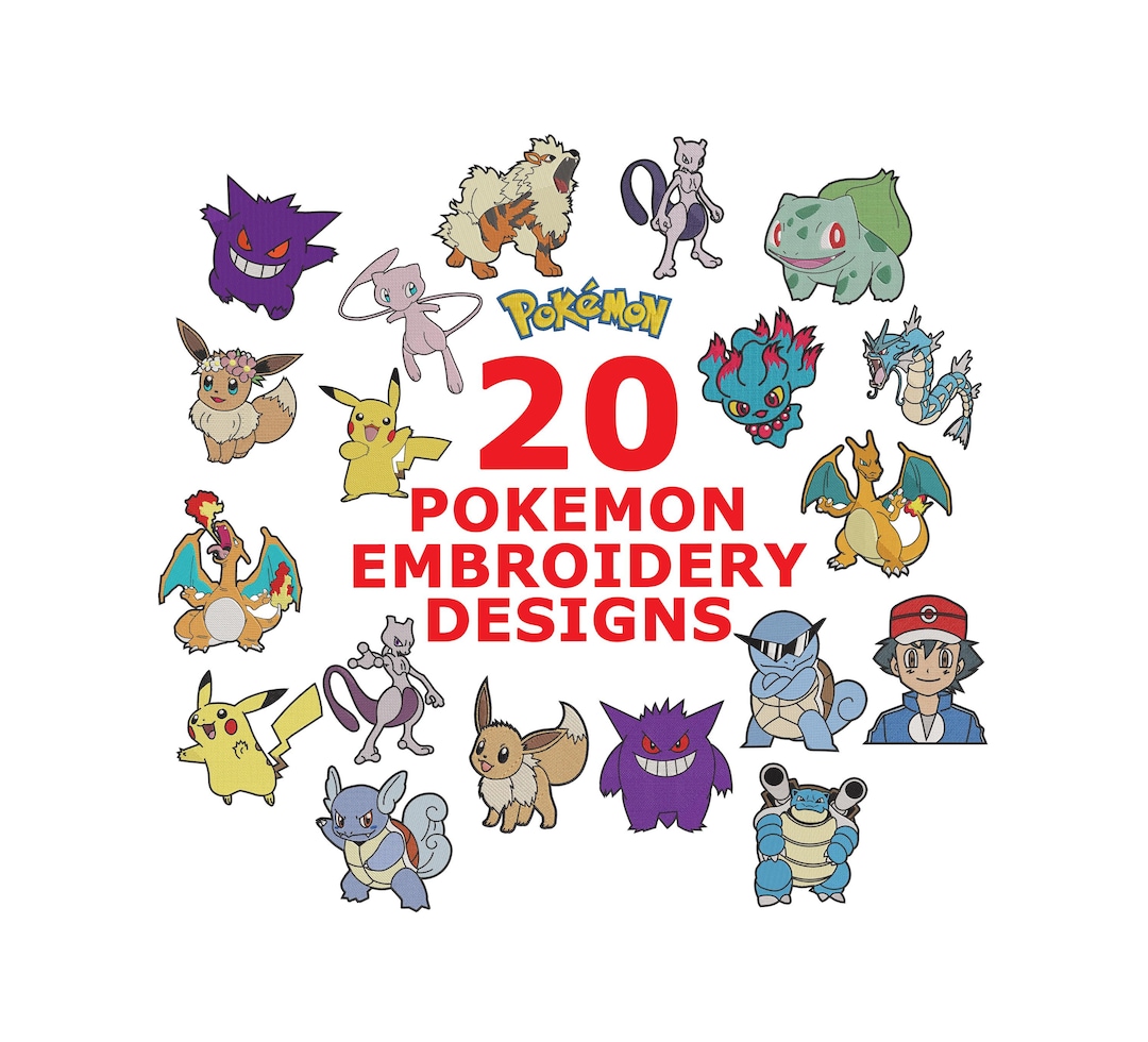 20 POKEMON EMBROIDERY DESIGNS Machine File Customize, Best Seller ...