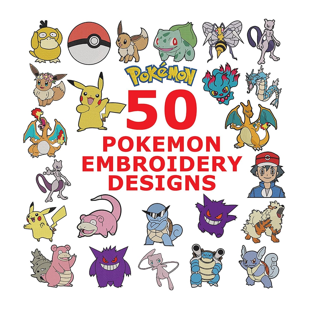 50 POKEMON EMBROIDERY DESIGNS Customize, Best Seller Bundle, Pikachu ...