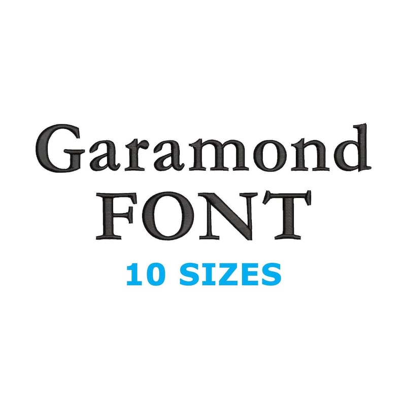 Embroidery Font Garamond 10 Sizes, Garamond Font Embroidery Machine ...