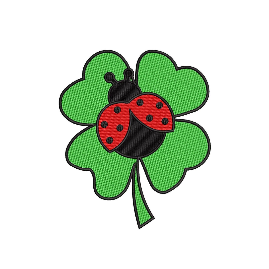 Four-leaf Clover Ladybug Embroidery Design, Four Leaf Embroidery Design ...
