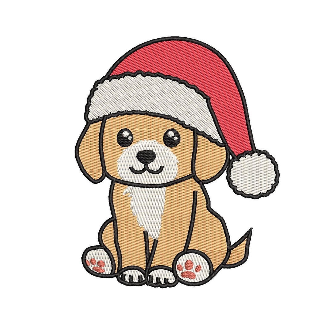 Christmas Dog Embroidery Design, Christmas Embroidery Design, Dog With ...