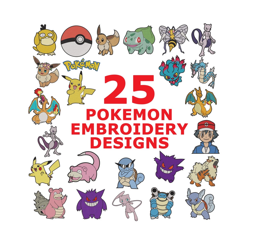 25 POKEMON EMBROIDERY DESIGNS Machine File Customize, Best Seller ...