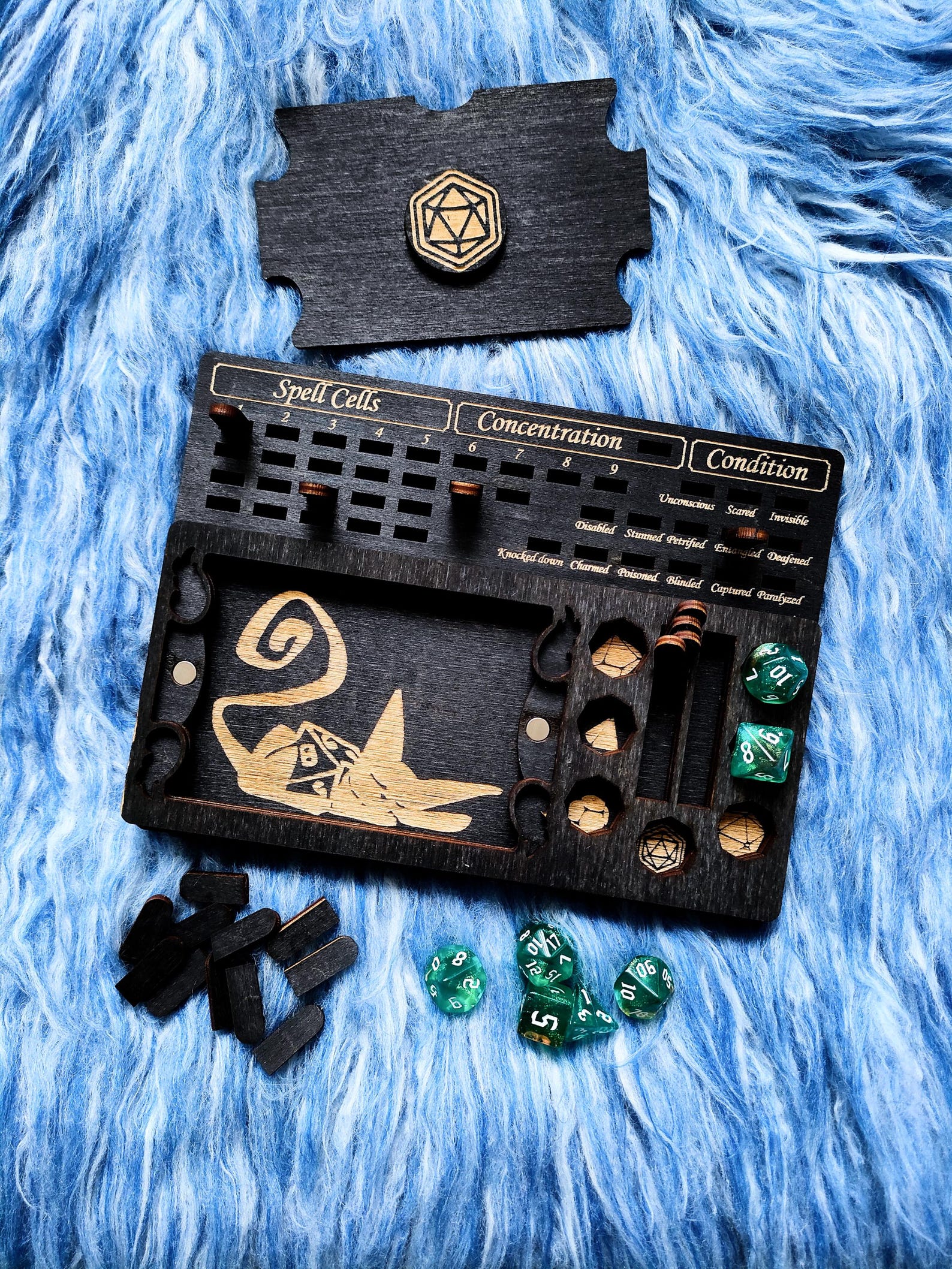 Dnd Player's Tray "cat" Spell Tracker Board – Wooden RPG Organizer With ...