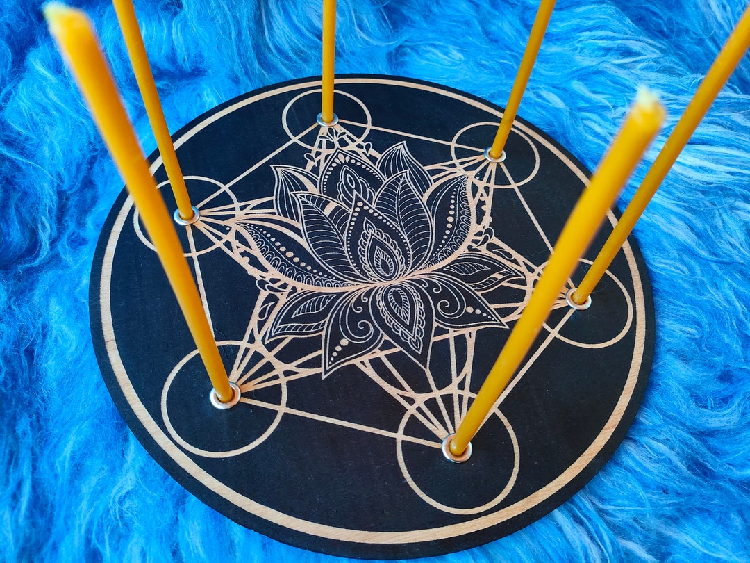 Altar Tile With Metatron's Cube, Altar With Candle Holder, Chakras ...