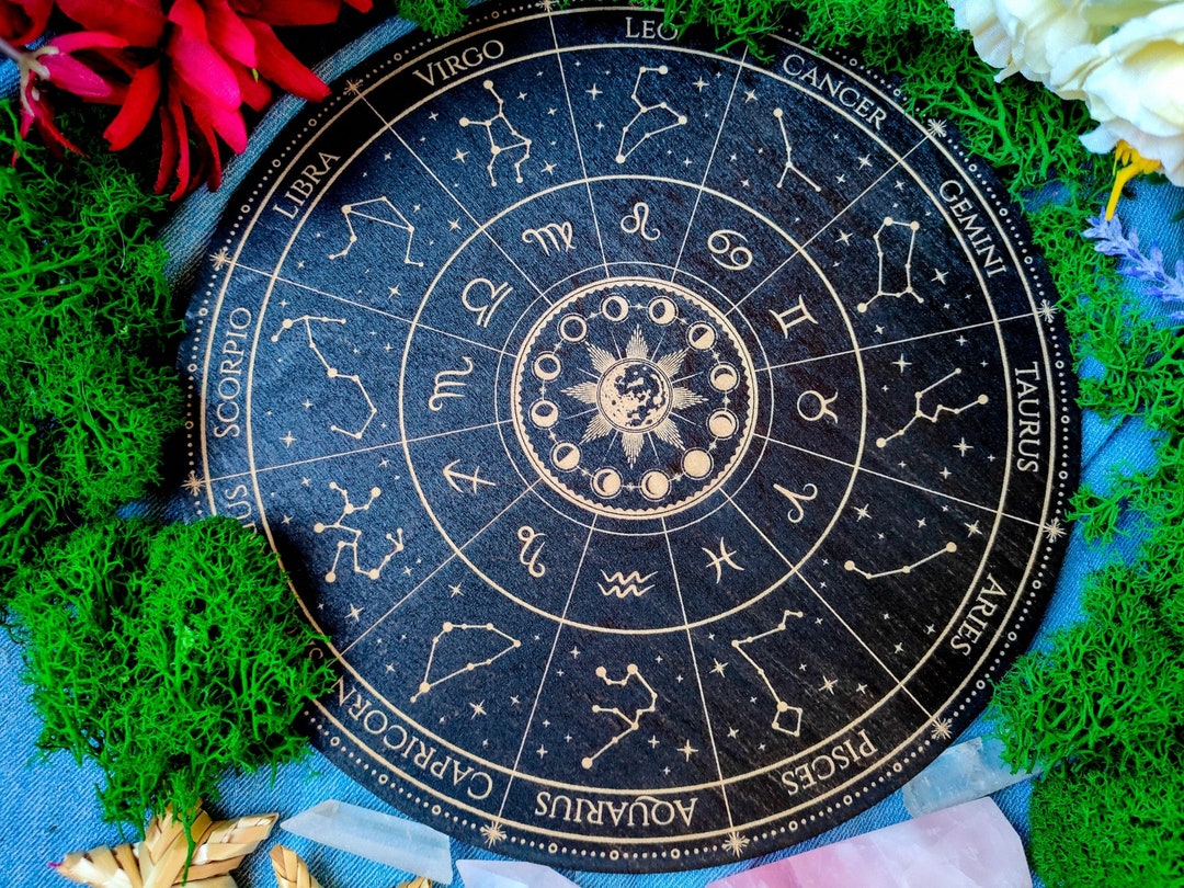 Zodiac Wheel Board for Magic Ritual, Astrology Guide, Functional Zodiac ...