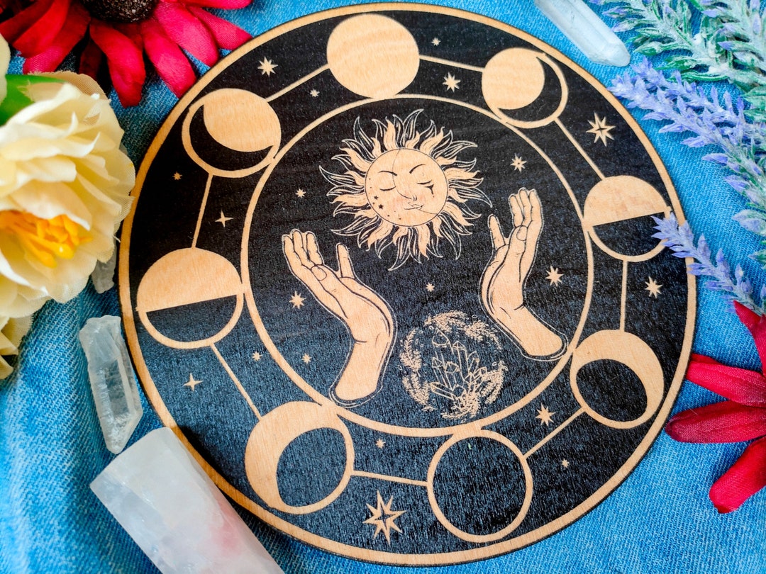 Moon Phase Crystal Grid Board for Spiritual Practice, Divination Altar ...