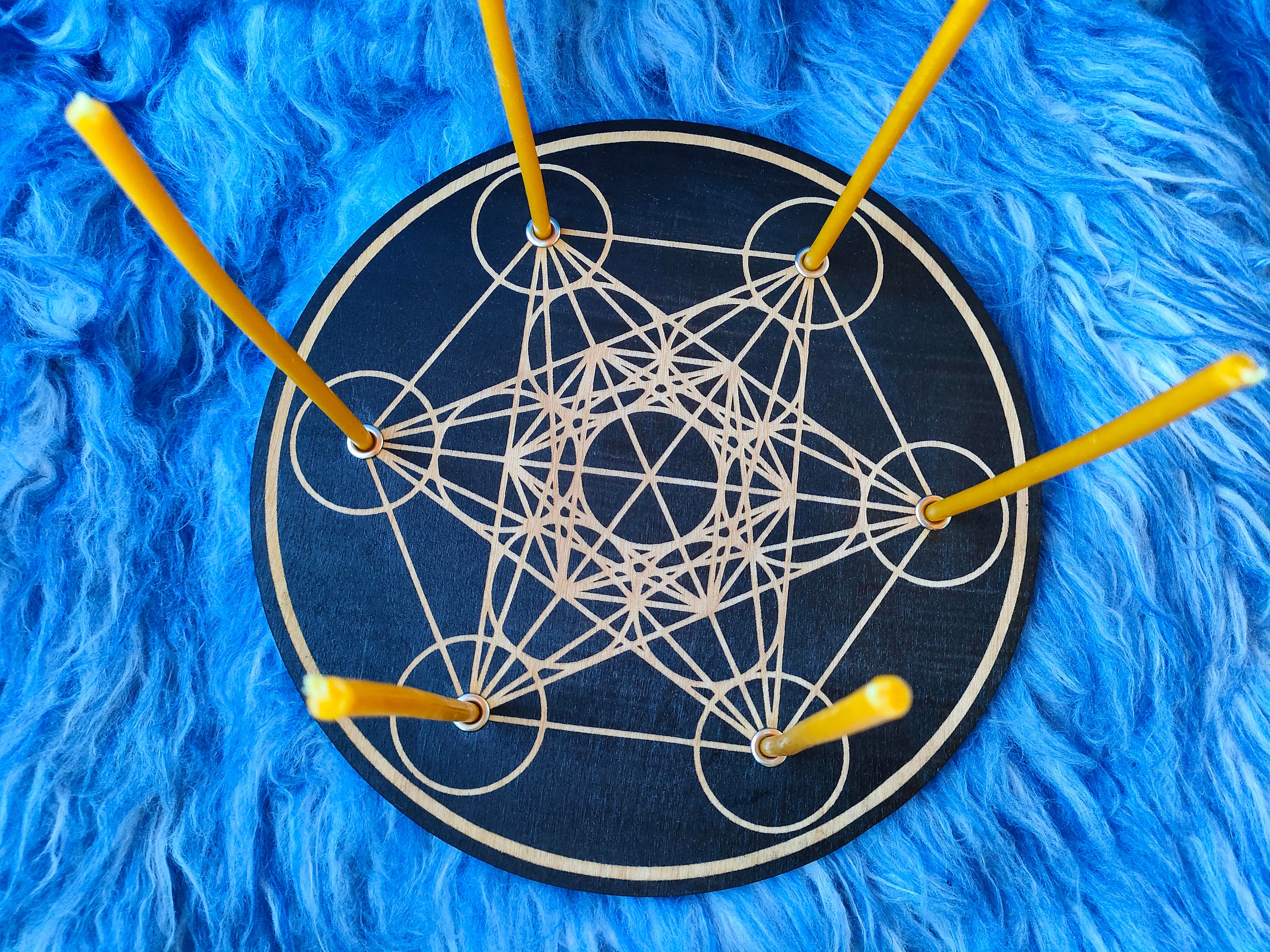 Altar Tile With Metatron's Cube, Altar With Candle Holder, Chakras ...