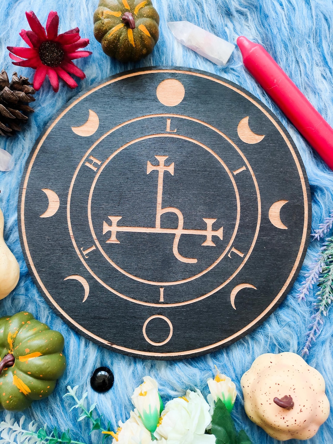 Lilith Symbol — Wooden Altar, Witchcraft Decor, Spiritual Altar Table ...