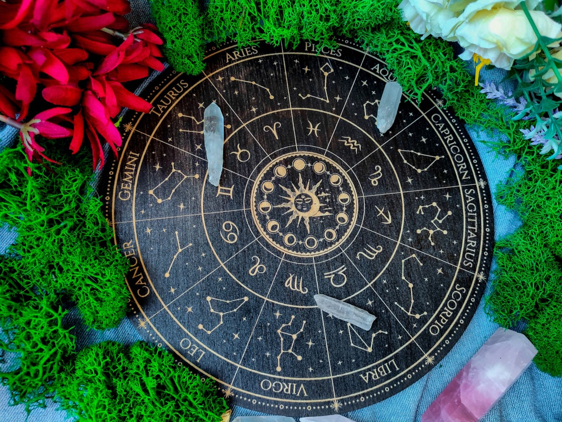 Zodiac Wheel Board for Magic Ritual, Astrology Guide, Functional Zodiac ...