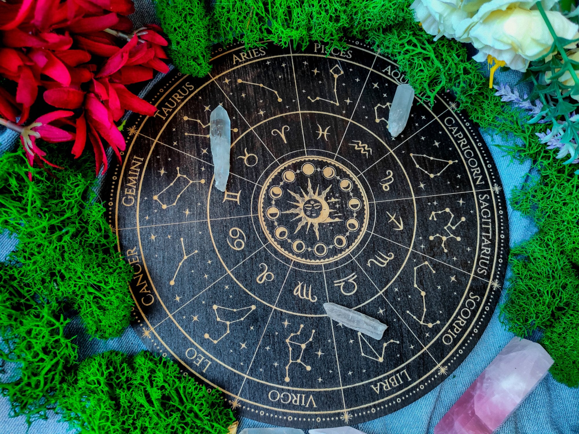 Zodiac Wheel Board for Magic Ritual, Astrology Guide, Functional Zodiac ...