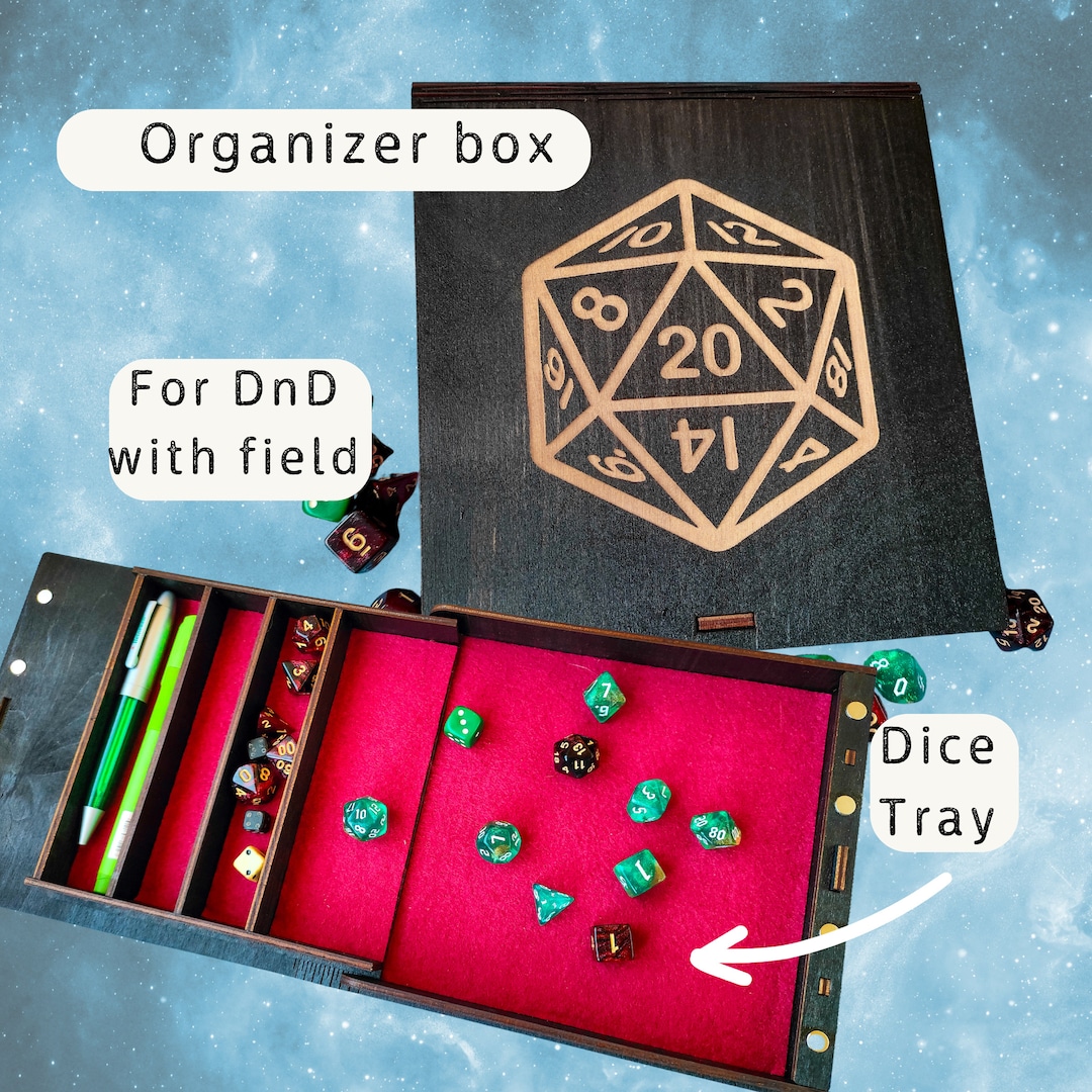 Personalized Dice Box With Dice Rolling Tray for Dnd "dice", Wooden ...