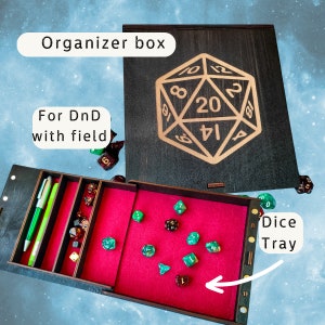 Personalized Dice Box With Dice Rolling Tray for Dnd "dice", Wooden ...