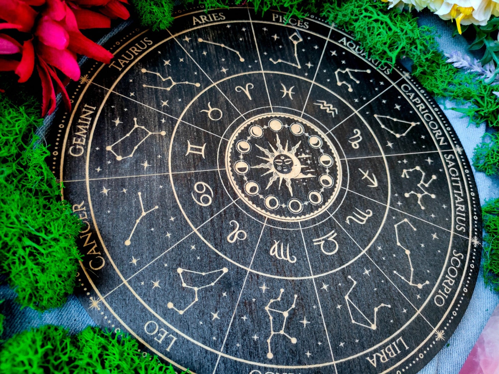 Zodiac Wheel Board for Magic Ritual, Astrology Guide, Functional Zodiac ...