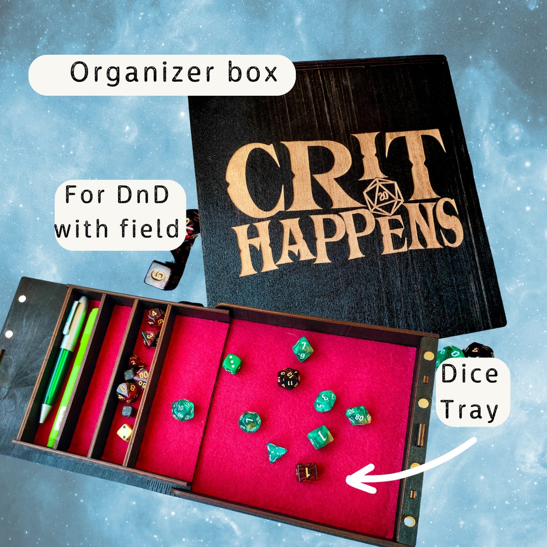 Personalized Dice Box With Dice Rolling Tray for Dnd "crit Happens ...