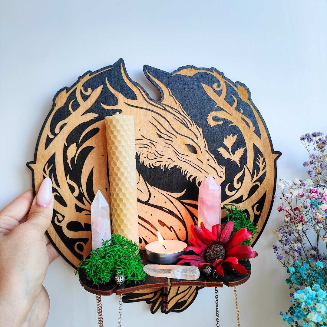 Magical Dragon Pendulum Shelf, Wall Crystal Altar Shelf, Pendulum Stand ...