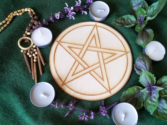 Pentacle Altar Tile With Pentagram Witchcraft Altar Decor | Etsy