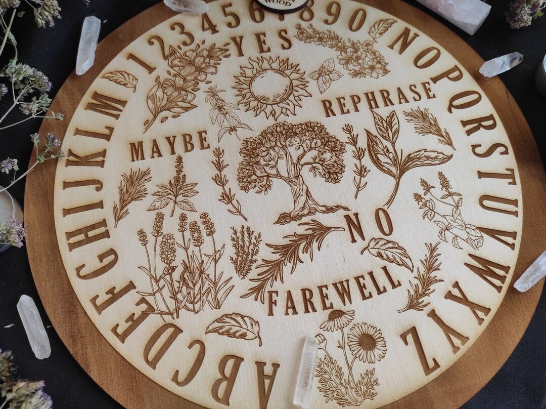 Round Ouija Board, Forest Spirit Board With Herbal and Tree, Floral ...