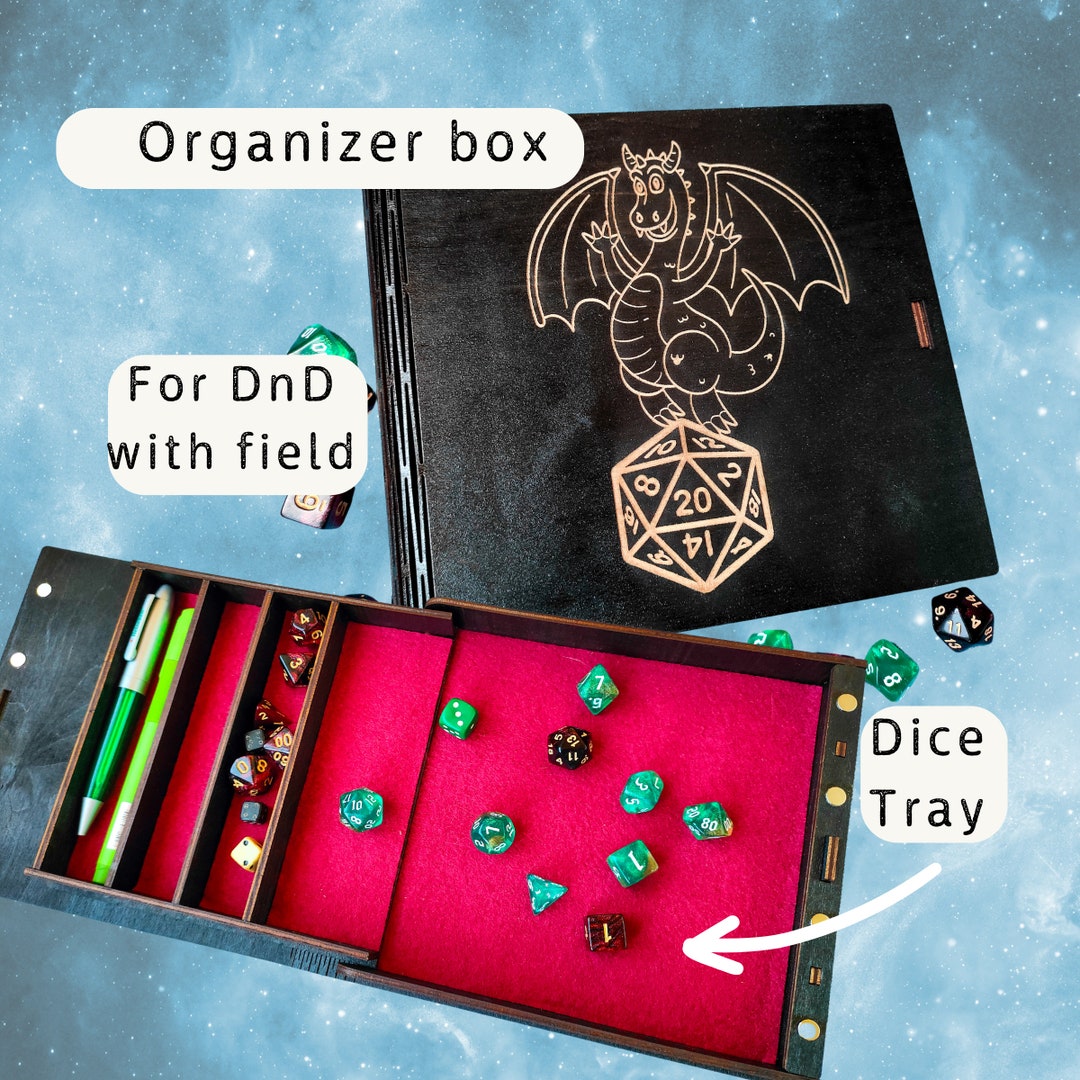 Personalized Dice Box With Dice Rolling Tray for Dnd "dragon", Wooden ...