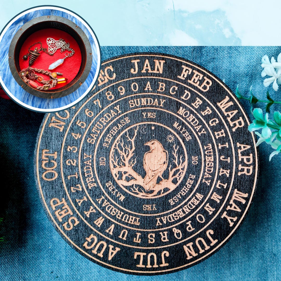 Raven Pendulum Board Box, Witchcraft Altar Tile, Divination Tool ...