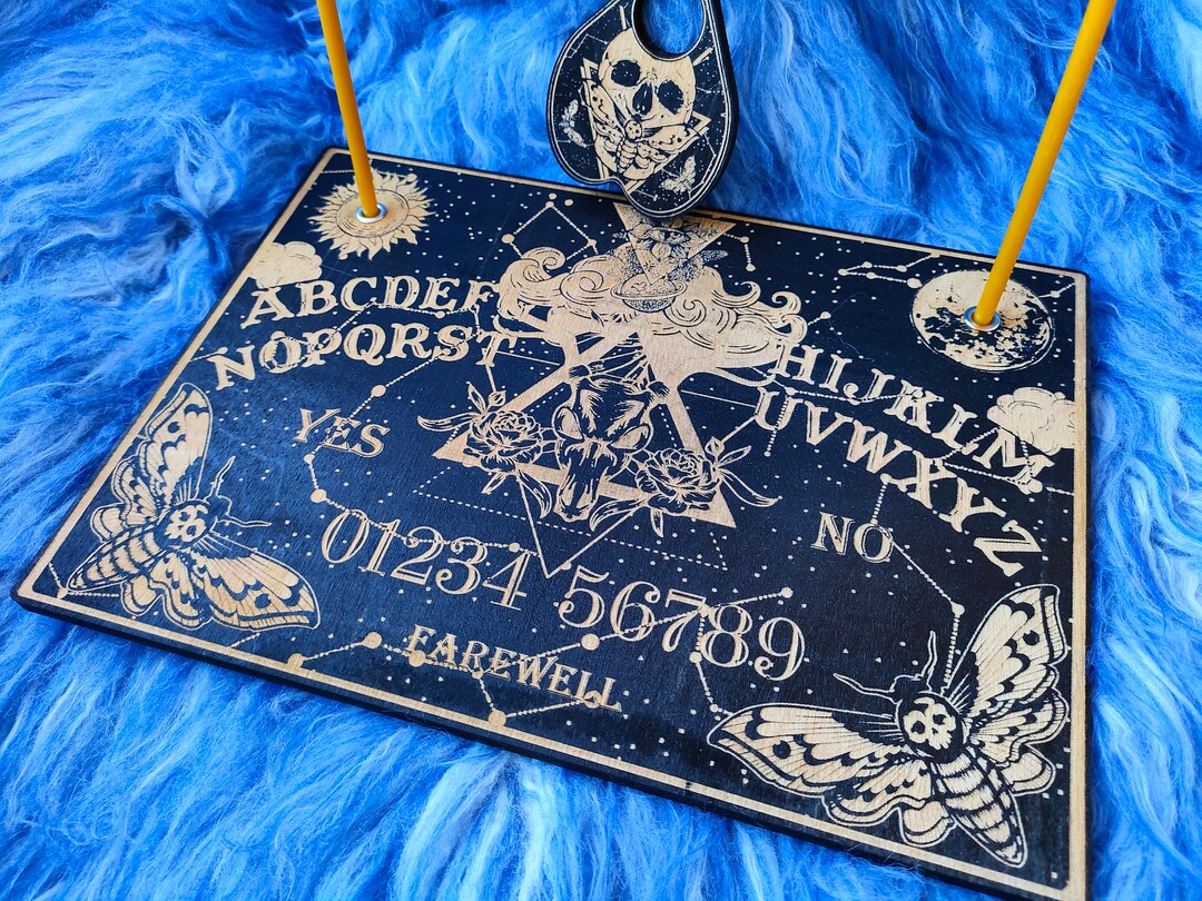 Black Ouija Board & Planchette From Wood, Witchcraft Decor for Altar ...
