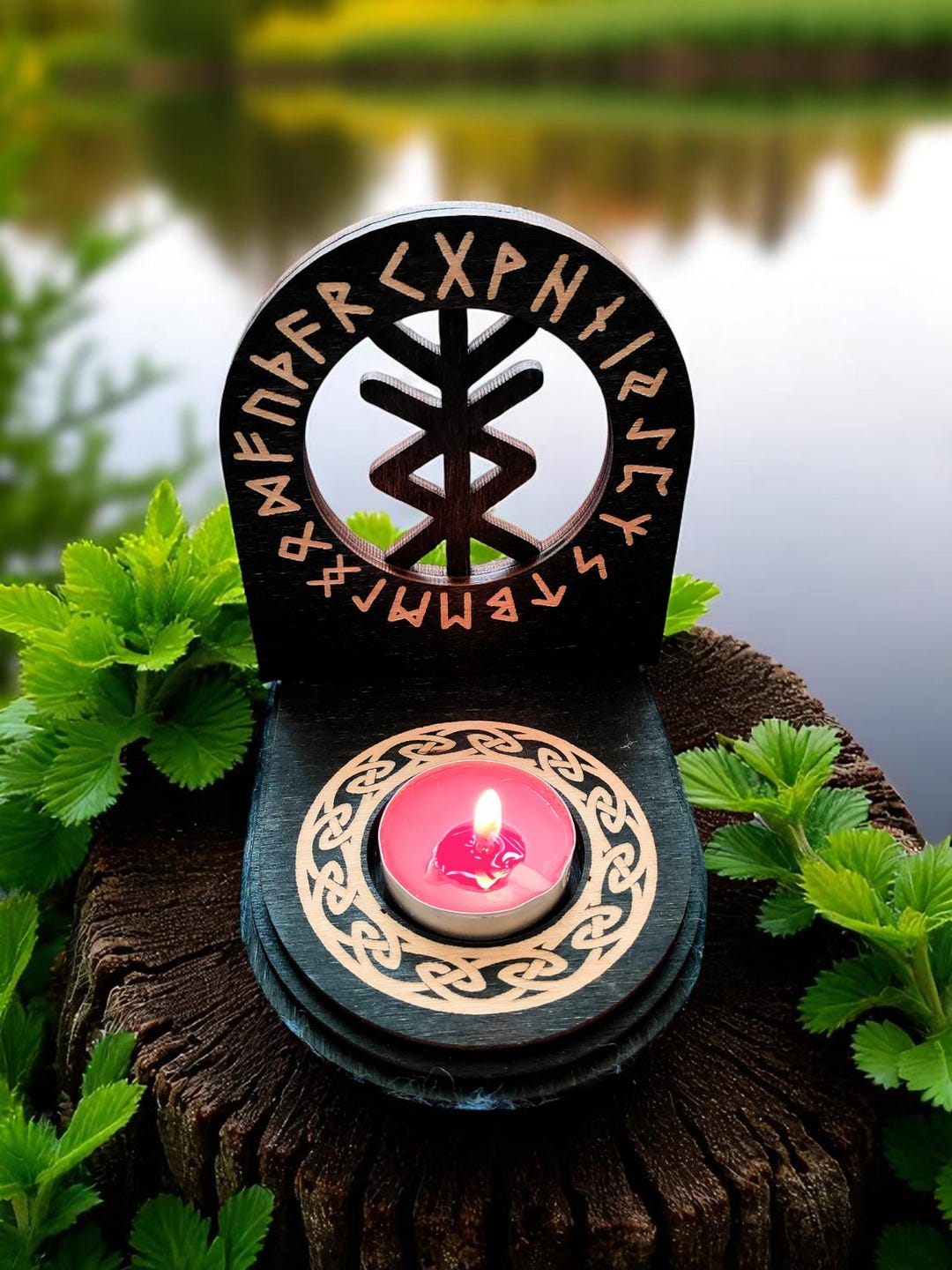 Rune Altar With "wealth" Bindrune – Foldable Wooden Altar With Fehu ...