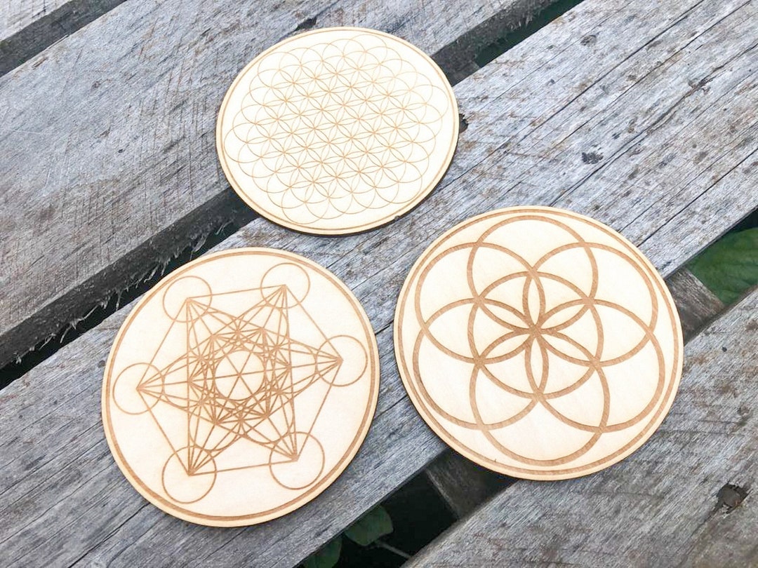 Set of 3 Chakras Crystal Grids Wood Altar Decoration With - Etsy