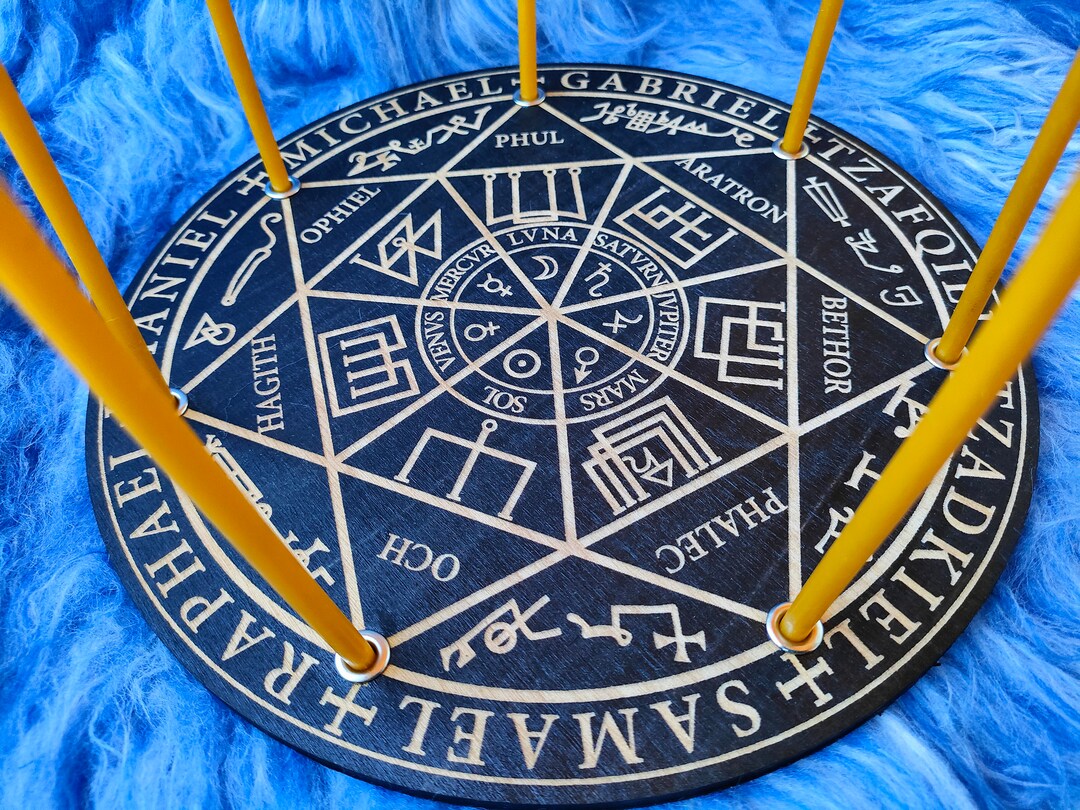 Altar Tile With Seals of the Seven Archangels, Altar With Candle Holder ...