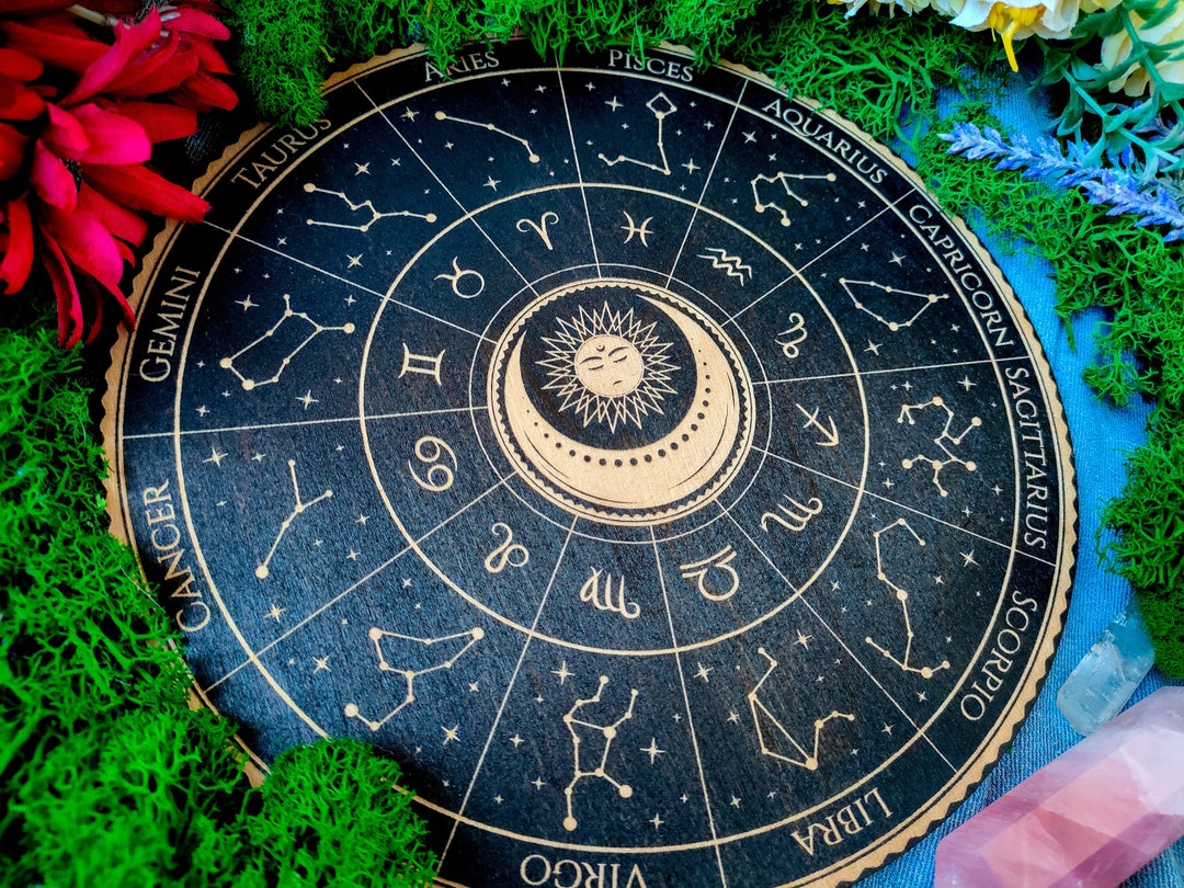 Zodiac Wheel Board for Magic Ritual, Astrology Guide, Functional Zodiac ...