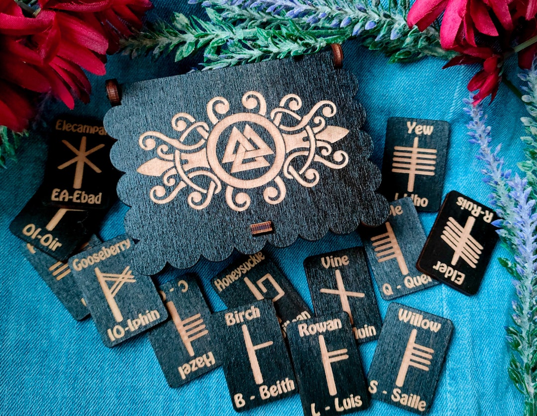 25 Ogham Runes With Box, Ogham Stave Set, Ancient Irish Alphabet ...