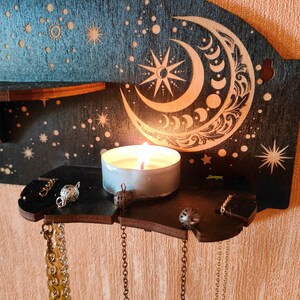 Double Magic Pendulum Shelf With Moon, Wall Crystal Altar Shelf ...