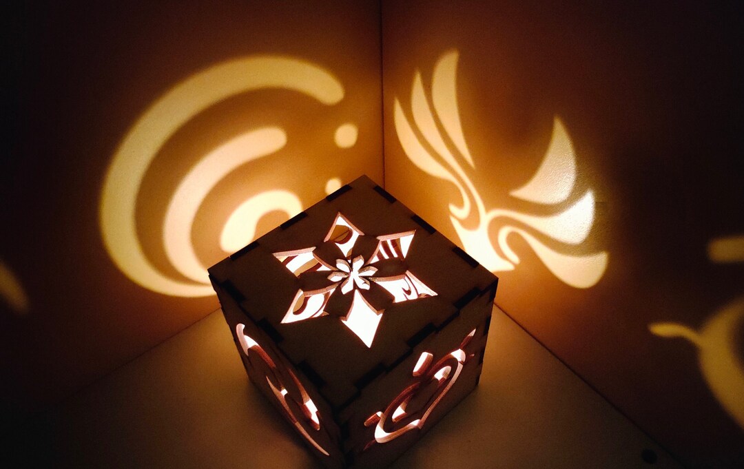 Genshin Impact Wooden Lantern, Fan Made Color Changing LED Lantern ...