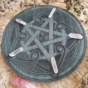 Pentacle / Pentagram Altar Tile, Wooden Magic Decor, Altar Plaque ...