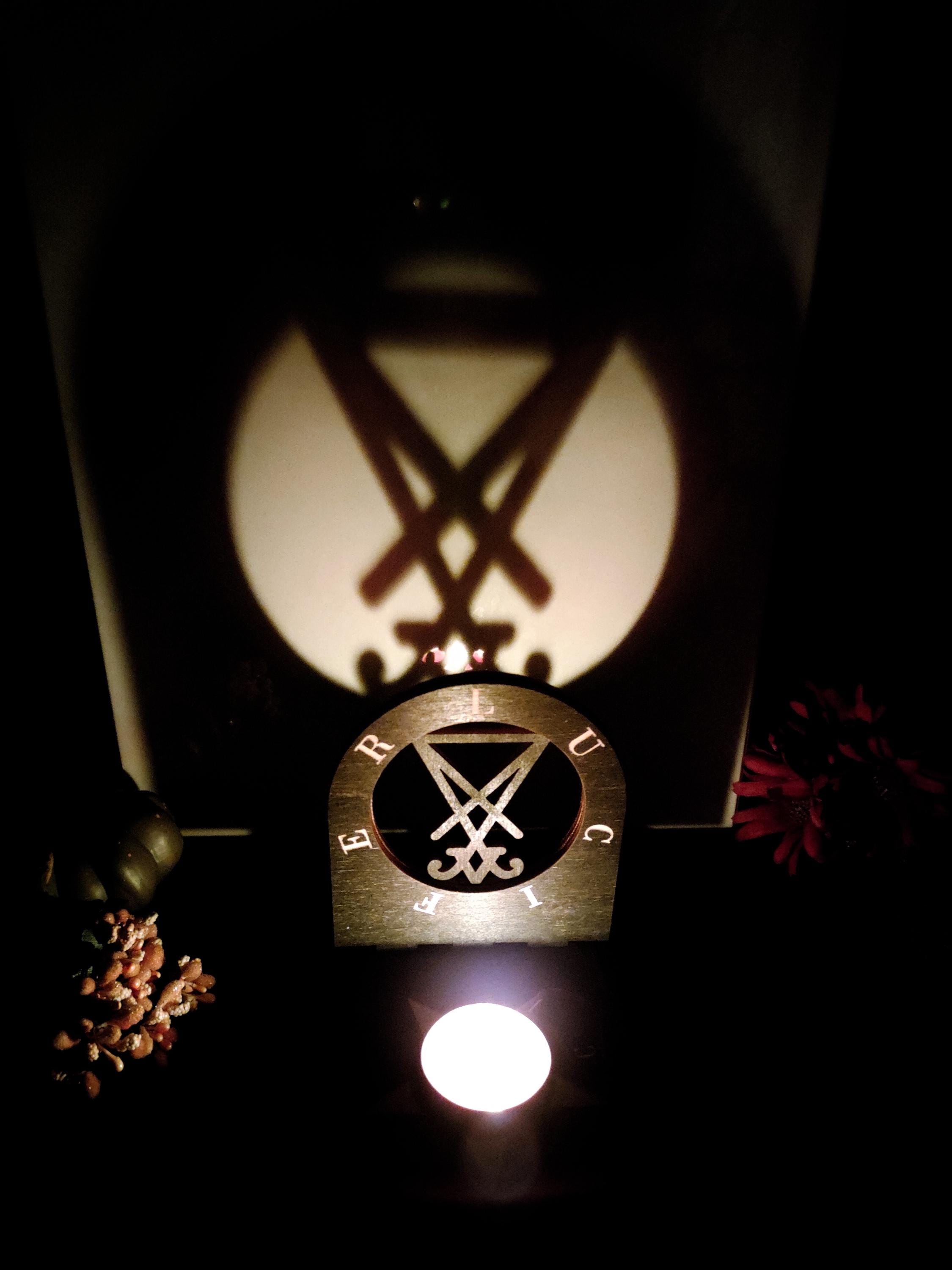 Lucifer Sigil Shadow Altar – Wooden Foldable Candle Shrine for Inner ...