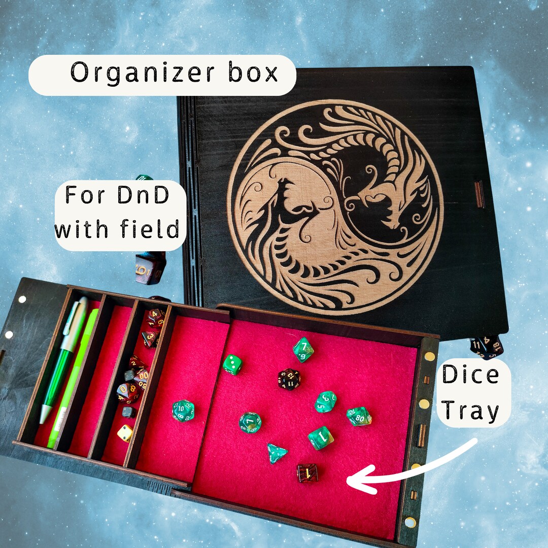 Personalized Dice Box With Dice Rolling Tray for Dnd dragon, Wooden ...