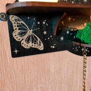 Double Magic Pendulum Shelf With Moon, Wall Crystal Altar Shelf ...