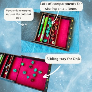 Personalized Dice Box With Dice Rolling Tray for Dnd "dice", Wooden ...