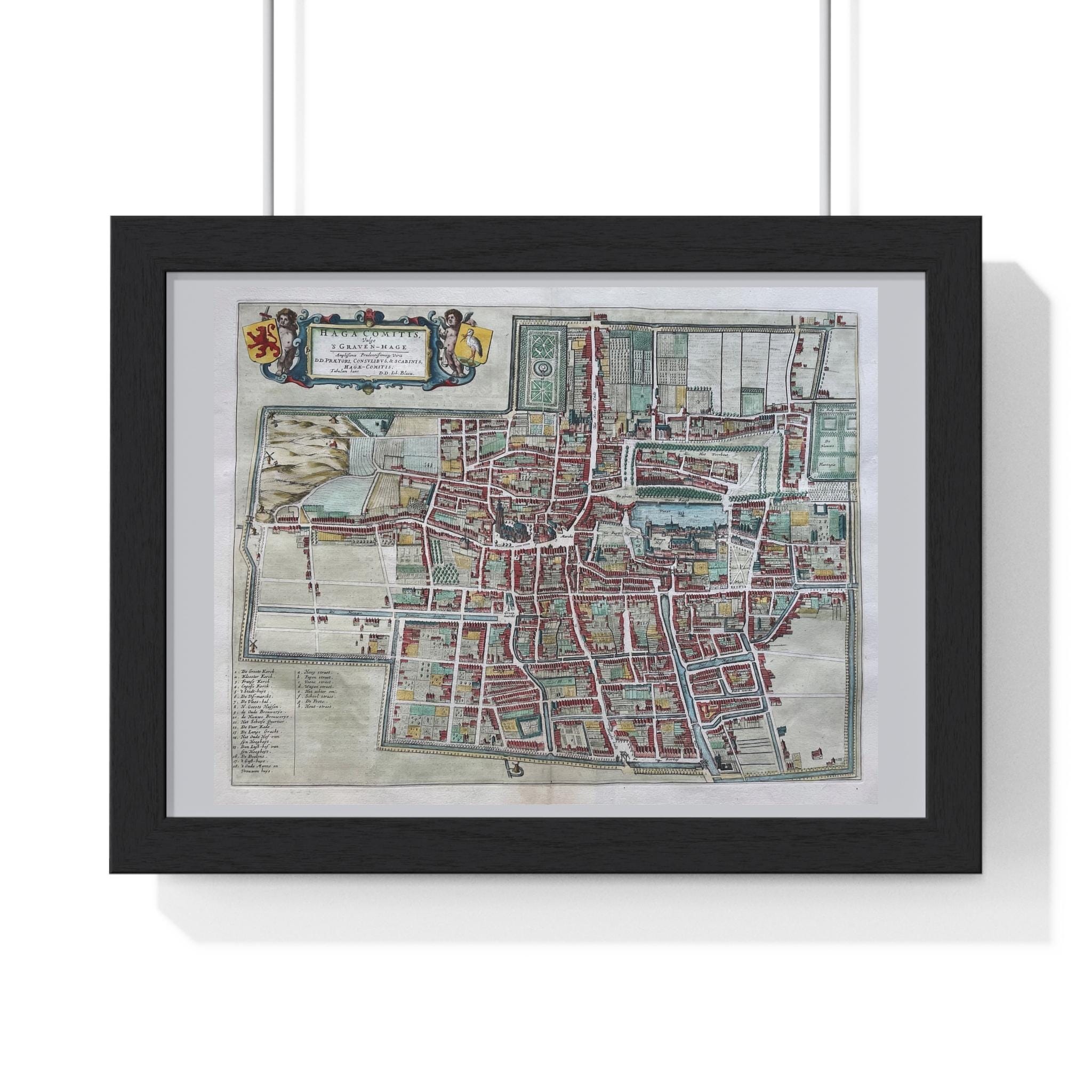 Reproduction of the 1652 Map of the Hague: haga Comitis, 's-gravenhage ...