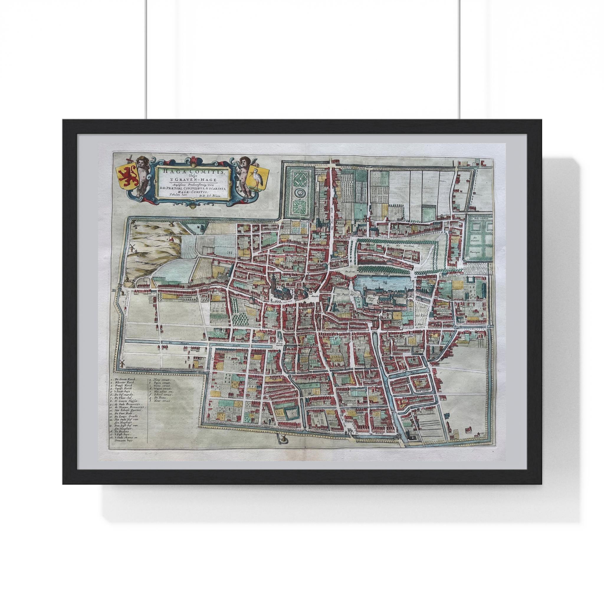 Reproduction of the 1652 Map of the Hague: haga Comitis, 's-gravenhage ...